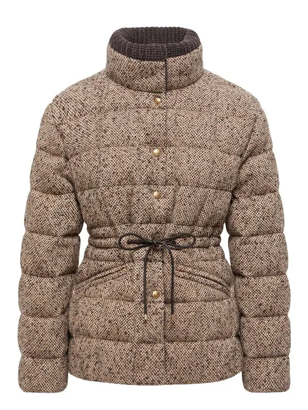 Moncler Antigony Wool-blend Short Down Jacket - Brown