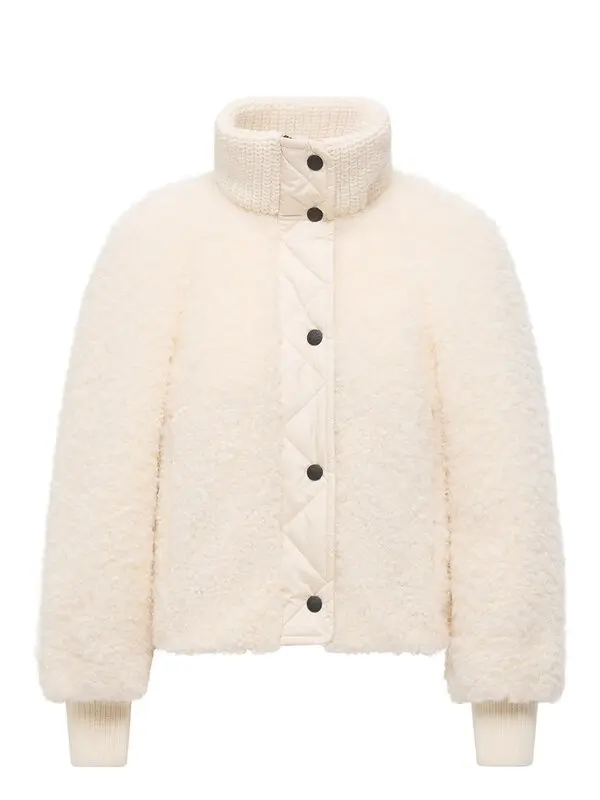 Moncler Ayles Teddy & Wool Short Down Jacket - White