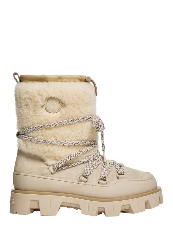 Moncler Peak Après Suede & Shearling Ankle Boots - Beige