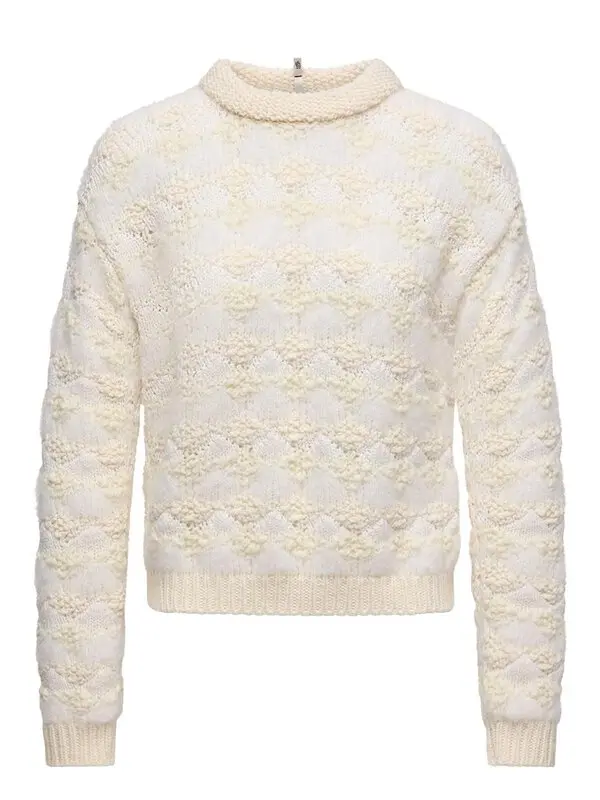 Moncler Wool And Alpaca Blend Striped Sweater - White