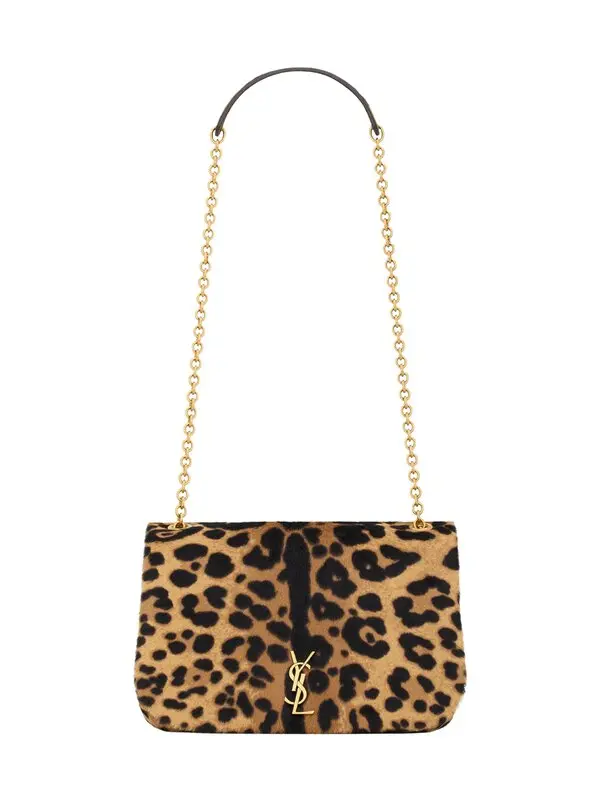Saint Laurent Mini Jamie Leopard Print Shoulder Bag - Brown