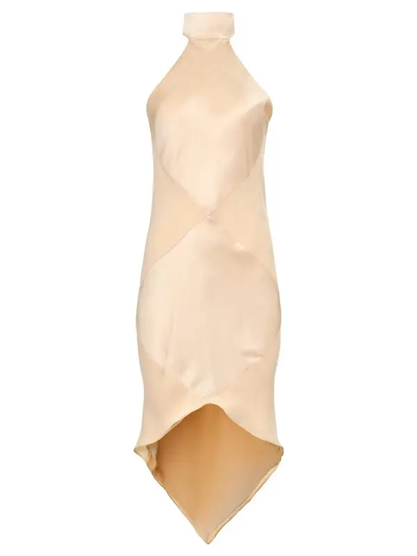 FRANCESCA MIRANDA Alma Halter Neck Silk Midi Dress - Off-white