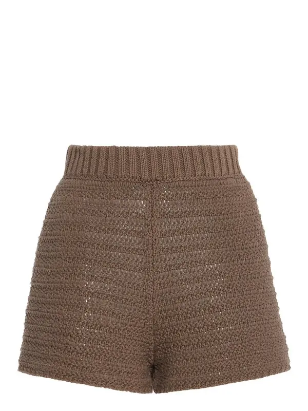 ZULU & ZEPHYR Lattice-knit Cotton Shorts - Brown