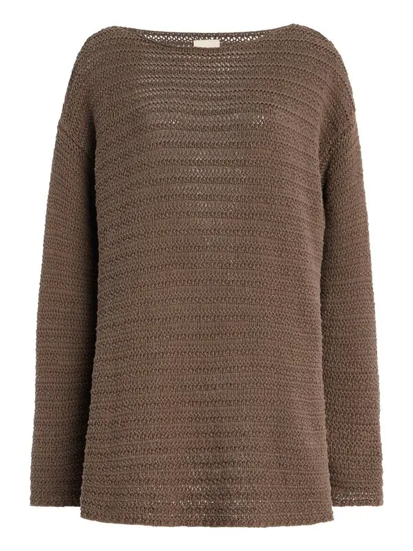 ZULU & ZEPHYR Lattice-knit Cotton Sweater - Brown