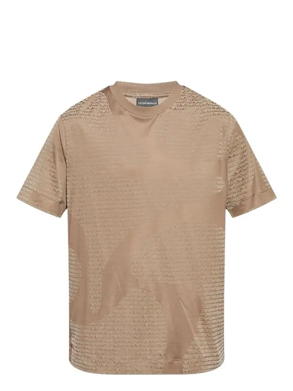 Emporio Armani T-shirt With A Monogram And Velvety Finish - Beige