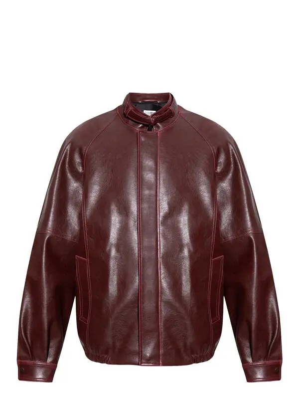 MAISON MARGIELA Eco Leather Jacket With Stand-up Collar - Burgundy