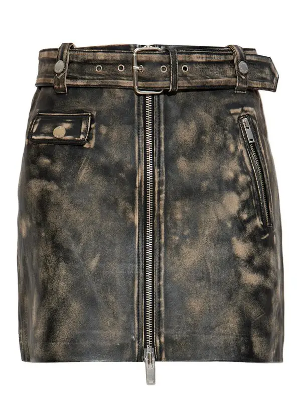 GESTUZ Gzrylee Leather Mini Skirt - Black