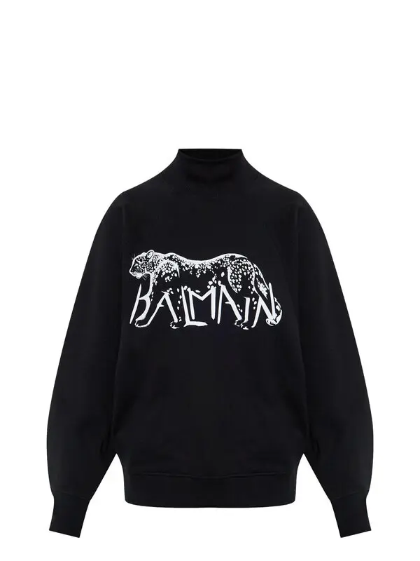 Balmain Printed Turtleneck Sweatshirt - Black