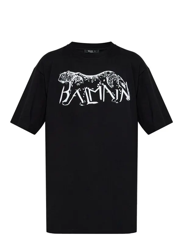Balmain T-shirt With Velvet-finish Graphic - Black