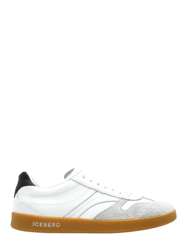 Iceberg Logo Leather Sneakers - White