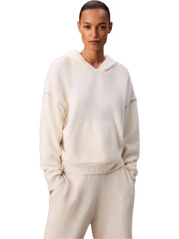Calvin Klein Plush Sweater Lounge Hoodie - Ivory