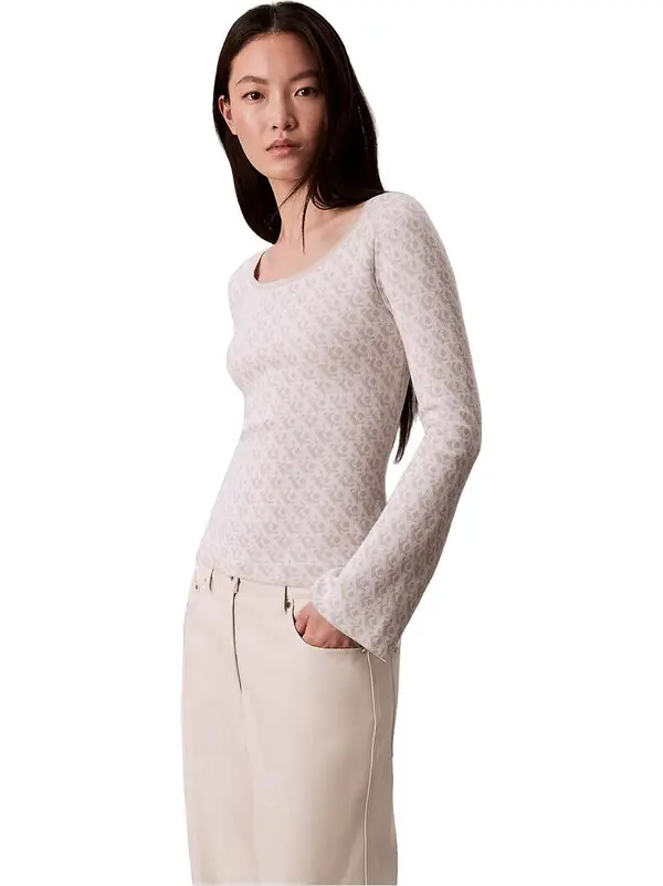 Calvin Klein Monogram Knit Sweater - Chalk