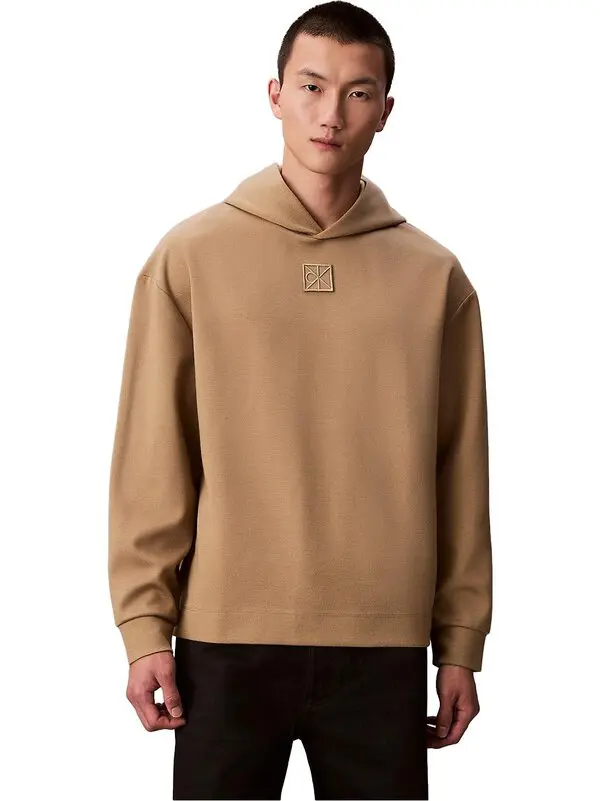 Calvin Klein Emblem Logo Wool Blend Hoodie - Almond