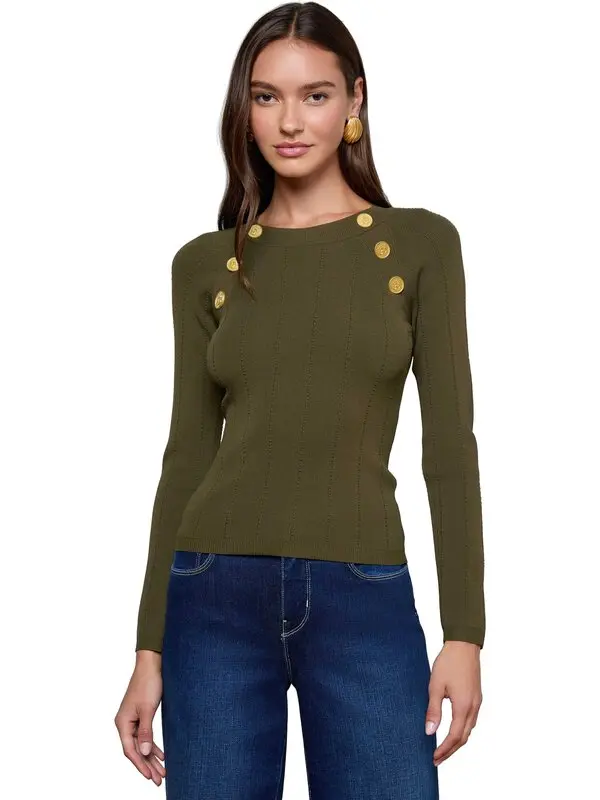 L'Agence Gretchen Pullover - Deep Olive/gold