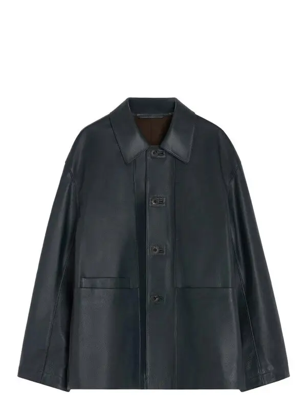 LEMAIRE Leather Workwear Jacket - Black