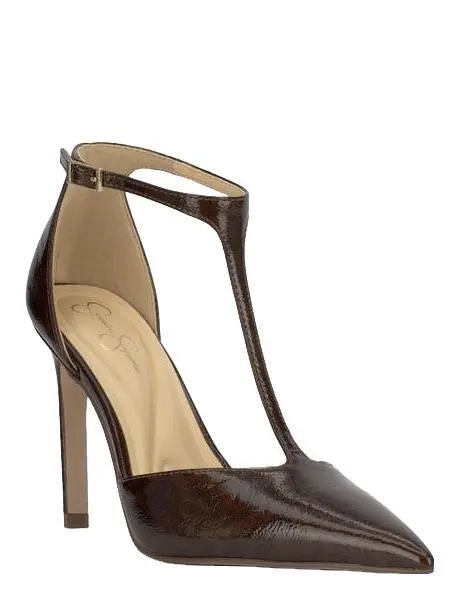 Jessica Simpson Willna T-strap Pointed Toe Pumps - Chocolate Br Plnpll