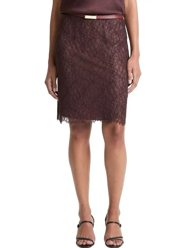 Vince Eyelash Lace Knee-length Skirt - Fig