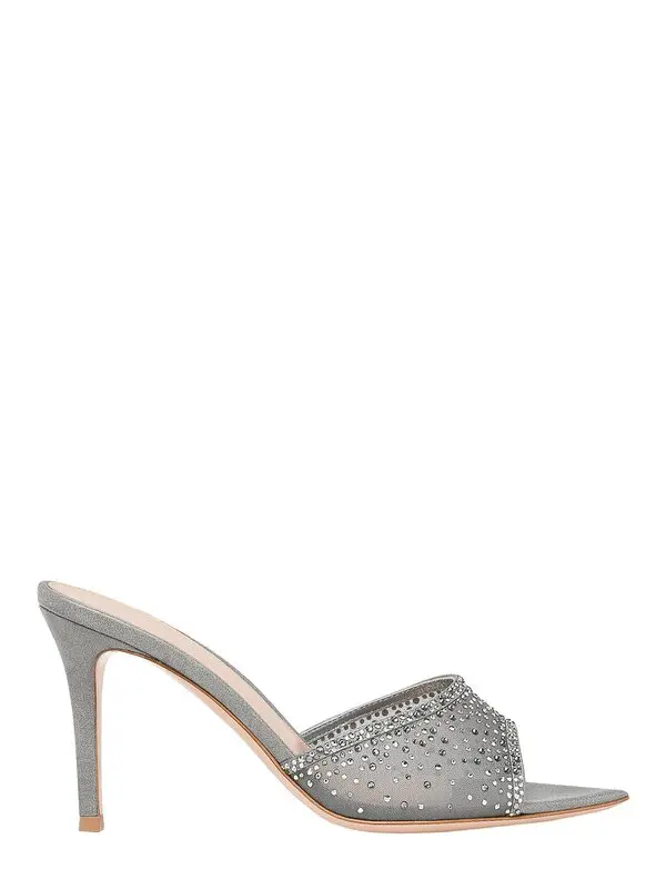 GIANVITO ROSSI Rania Mule 85 - Grey - Silk Organza