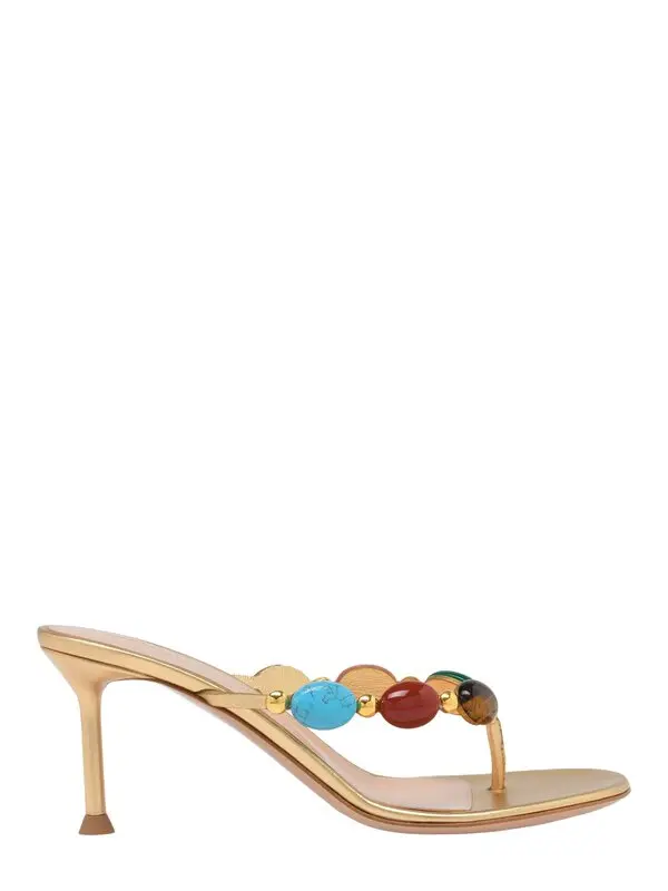 GIANVITO ROSSI Shanti Thong 70 Thong Sandals - Gold - Suede