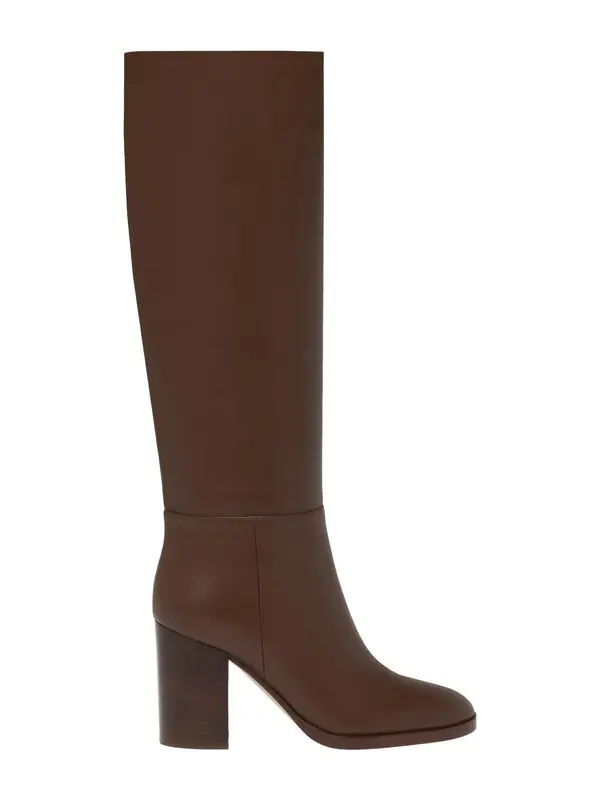 GIANVITO ROSSI Santiago Round Toe Boots - Brown - Calf