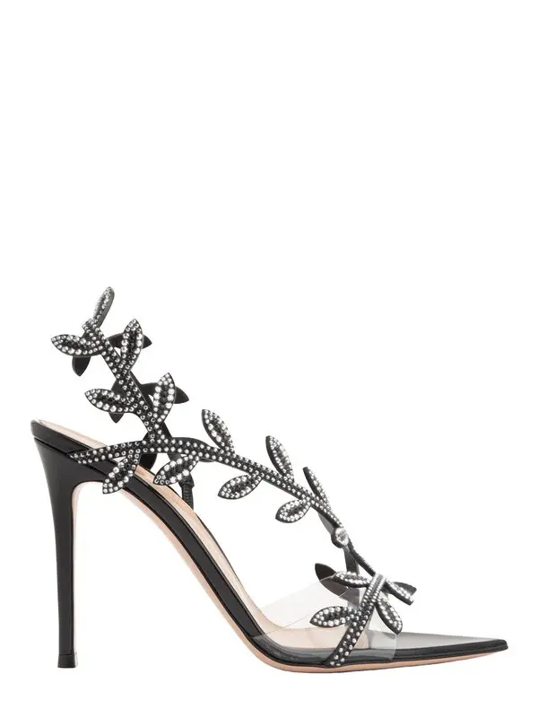 GIANVITO ROSSI Crystal Flavia Suede Sandals - Black - Suede