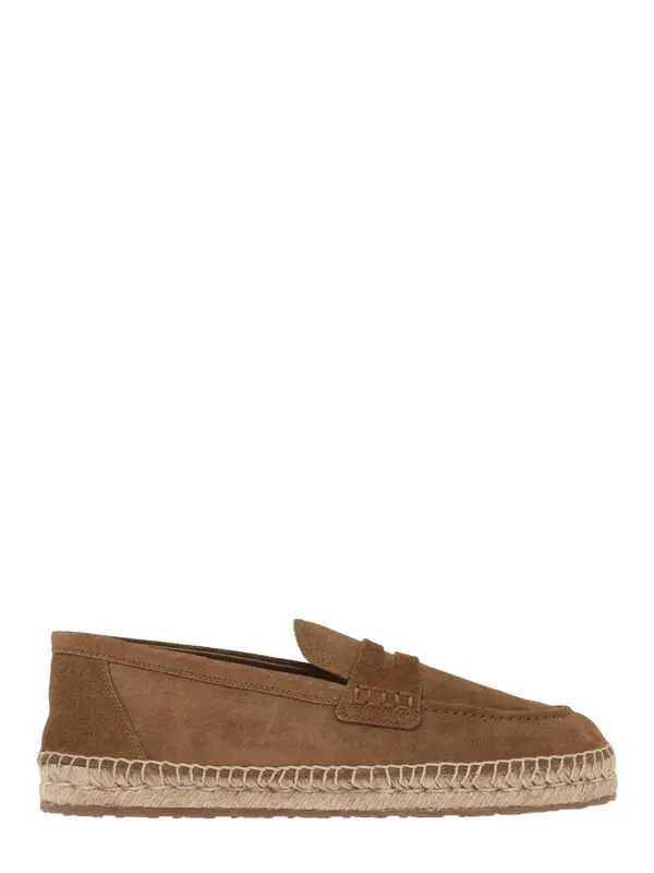 GIANVITO ROSSI Lido Penny Loafer - Brown - Suede Leather