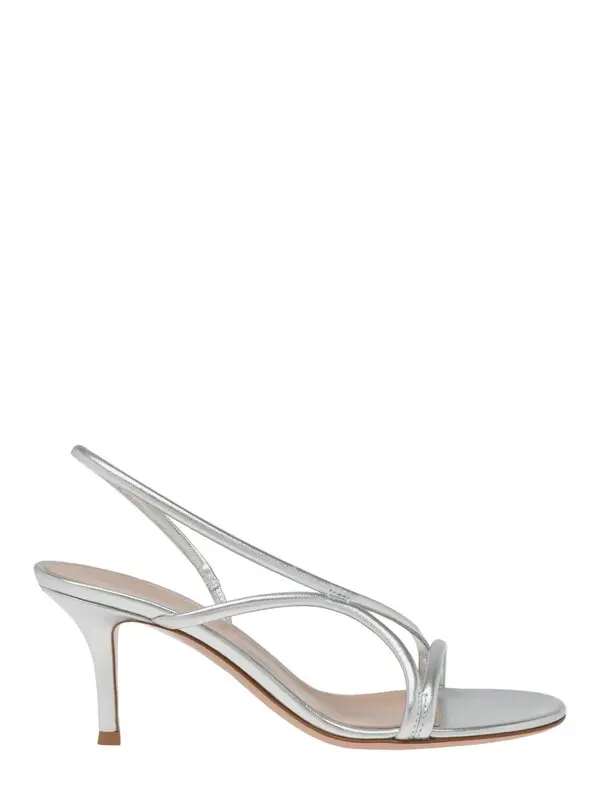 GIANVITO ROSSI Ellis Strappy Leather Sandals - Silver - Metallic Nappa