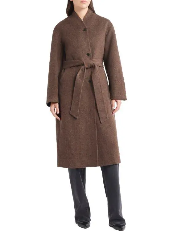Rails Roland Tie Waist Wool Blend Coat - Heather Umber