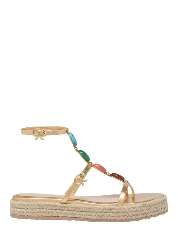 GIANVITO ROSSI Shanti Beach Gladiator Sandals - Gold - Metallic Nappa