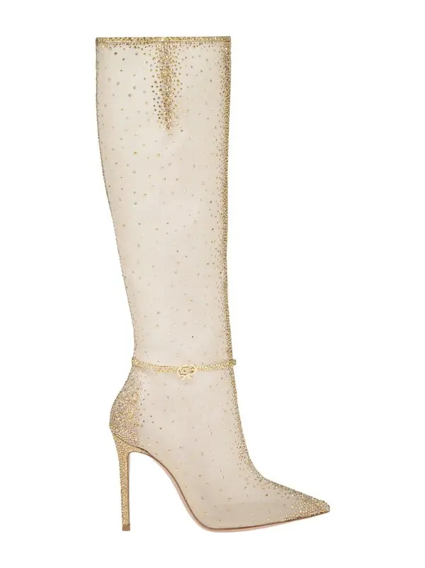 GIANVITO ROSSI Rania High Heel Boots - Gold - Silk Organza