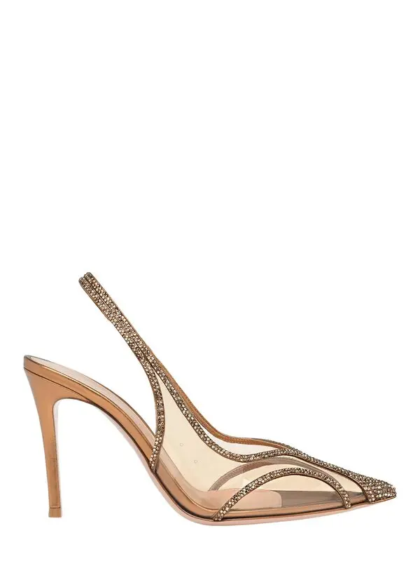 GIANVITO ROSSI Brenda Crystal-embellished Slingbacks - Gold - Tpu