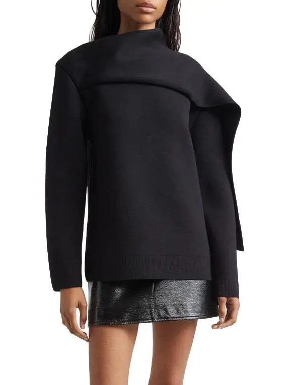 COURREGES Merino Wool Wrap Sweater - Black