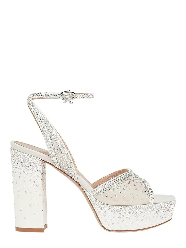 GIANVITO ROSSI Rania Platform Sandal - White - Silk Organza