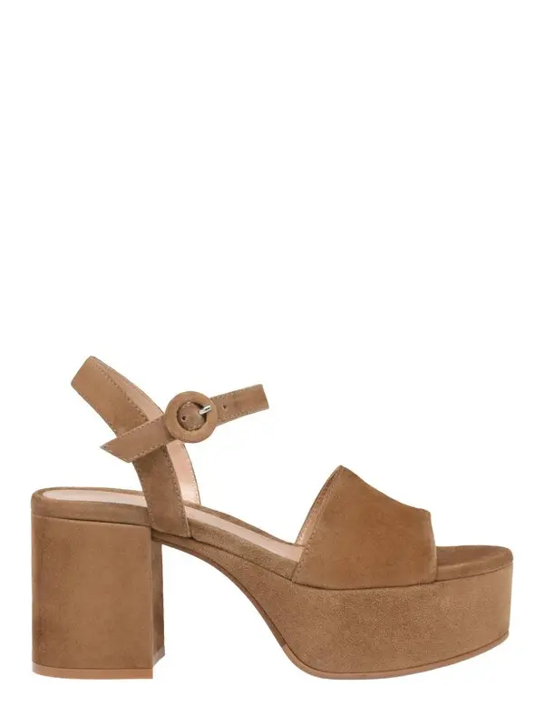 GIANVITO ROSSI Carol Suede & Raffia Sandals - Brown - Suede