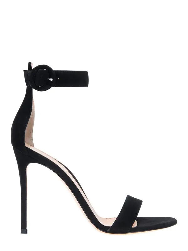 GIANVITO ROSSI Portofino 105 Sandal - Black - Suede