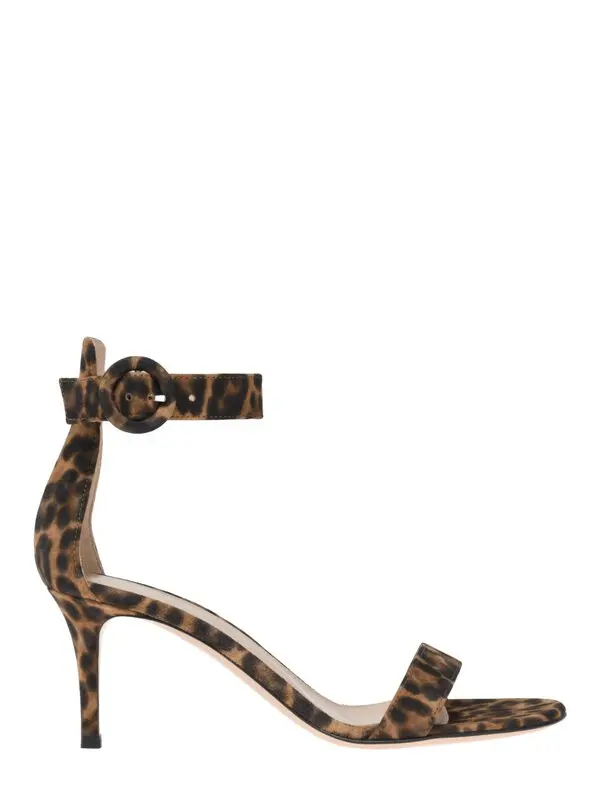 GIANVITO ROSSI Portofino 70 Sandal - Leopard Print - Suede