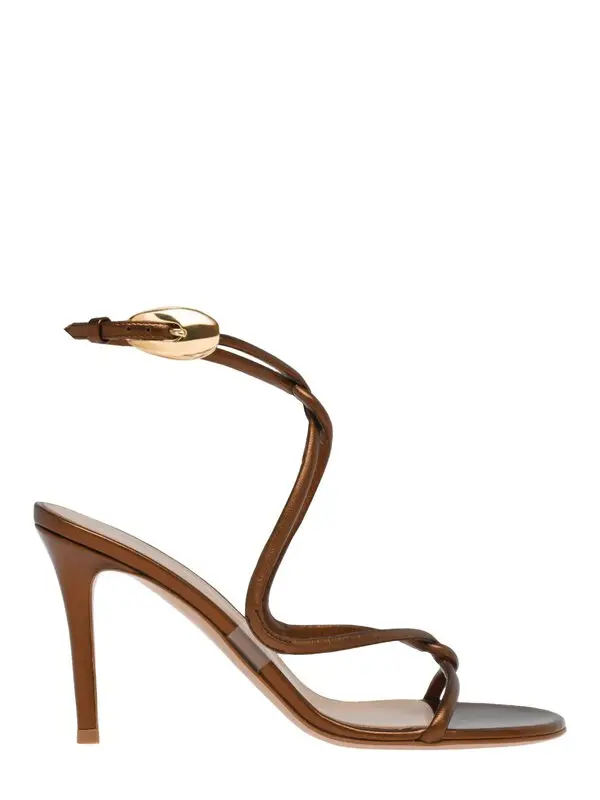 GIANVITO ROSSI Jungle Mamba 85 Strappy Sandals - Brown - Metallic Nappa