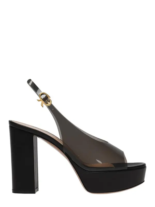 GIANVITO ROSSI Leather Slingback Sandals - Black - Tpu