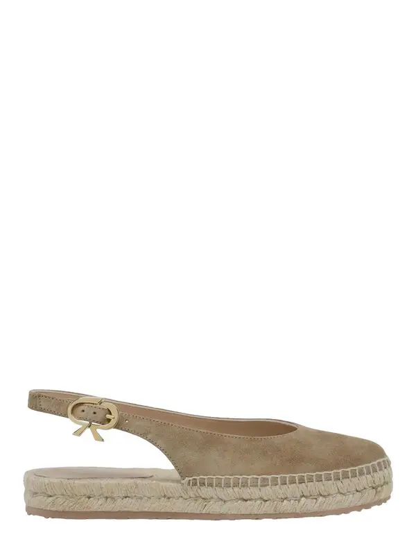 GIANVITO ROSSI Suede Espadrille With Ribbon Buckle - Brown - Suede
