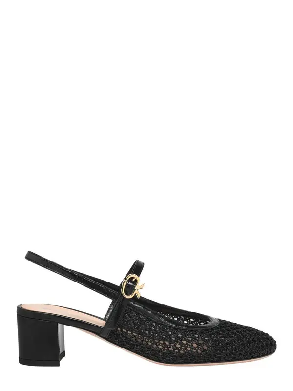 GIANVITO ROSSI Francoise Mary Jane Slingbacks - Black - Fabric