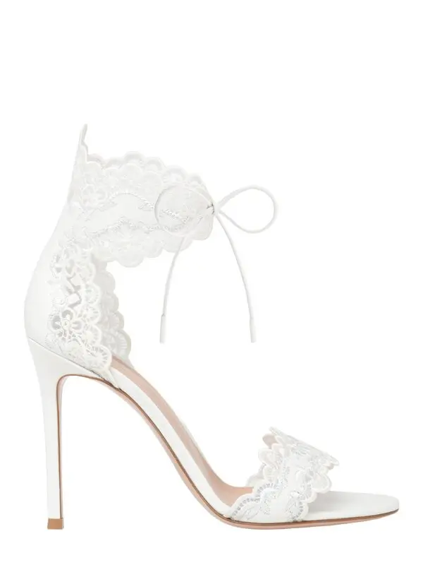 GIANVITO ROSSI Evie Ankle Tie Sandal - White - Nappa