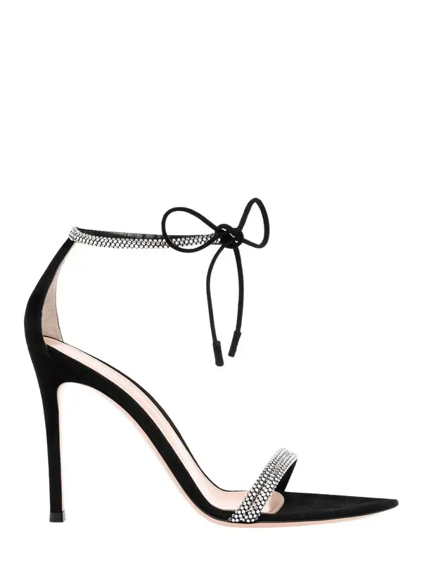 GIANVITO ROSSI Montecarlo Embellished Stiletto Sandals - Black - Suede