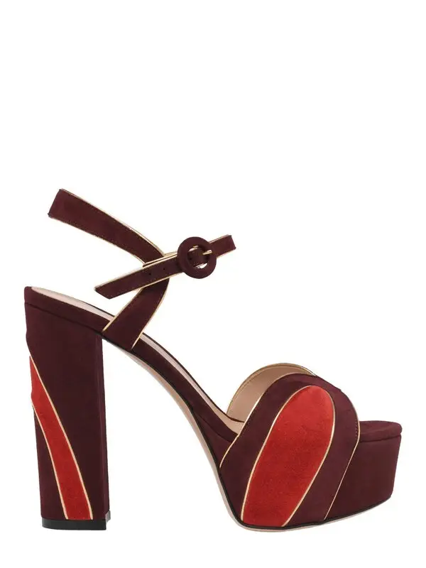 GIANVITO ROSSI Tamara Platform Sandals - Red - Suede