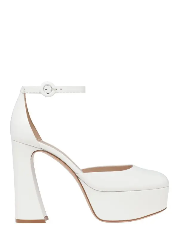 GIANVITO ROSSI Holly D'orsay Platform Heel - White - Nappa