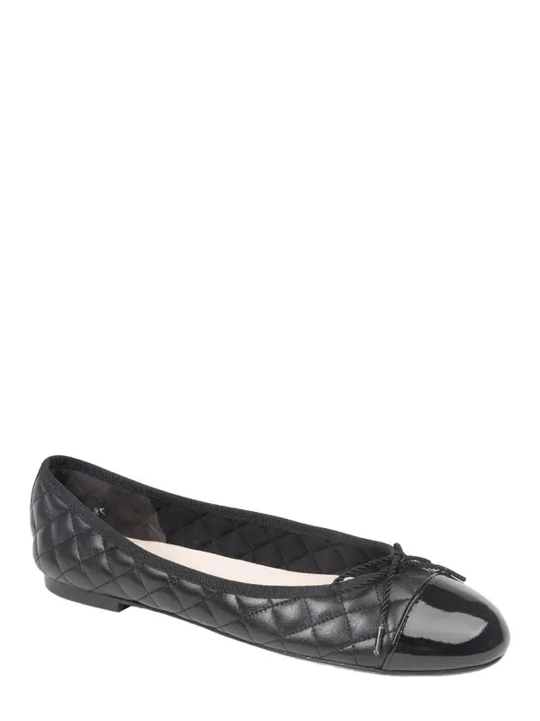 PAUL MAYER Cap Toe Ballet Flat - Black/black Patent