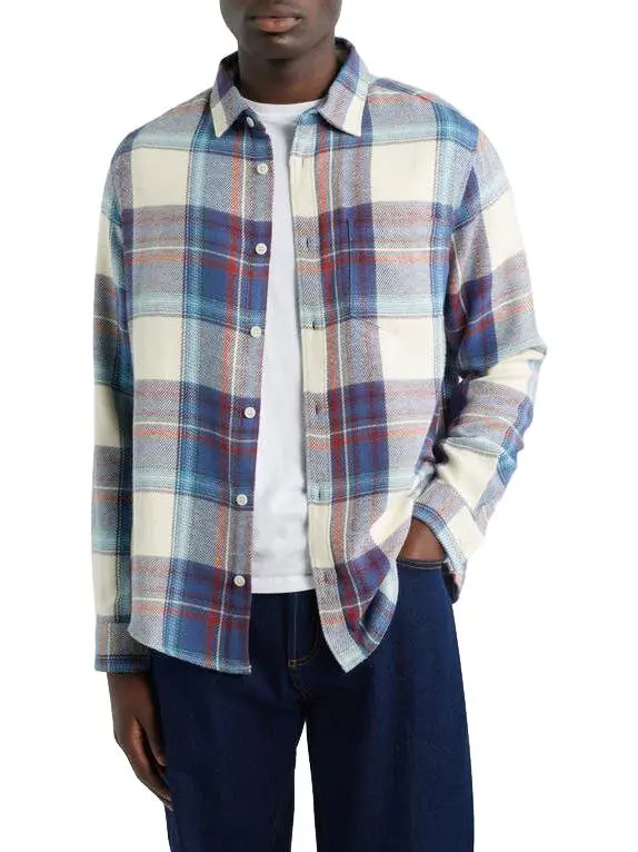 WAX LONDON Shelly Plaid Cotton Flannel Button-up Shirt - Blue/multi