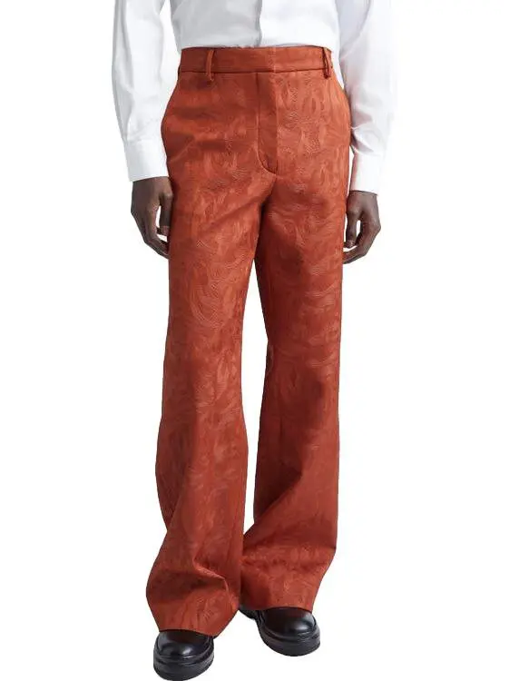 Dries Van Noten Paxy Abstract Swirl Jacquard Straight Leg Pants - Rust