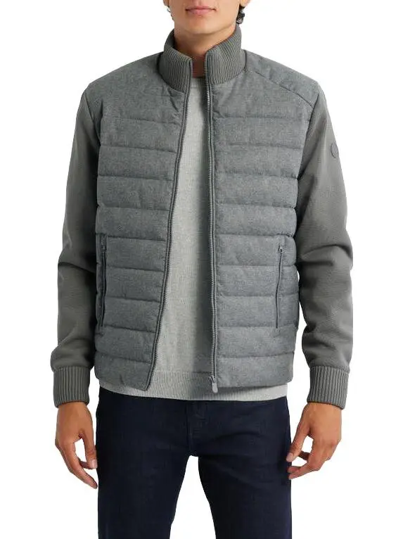 SAVE THE DUCK Mixed Media Hybrid Jacket - Mid Grey Melange
