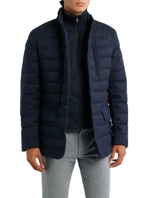 SAVE THE DUCK Felipe Water Resistant Quilted Jacket - Navy Blue Melange