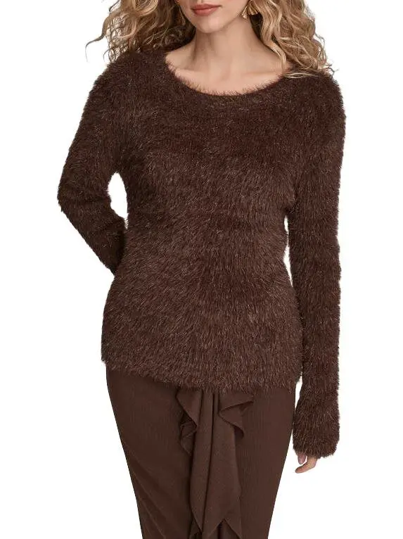 Donna Karan New York Metallic Eyelash Sweater - Chocolate